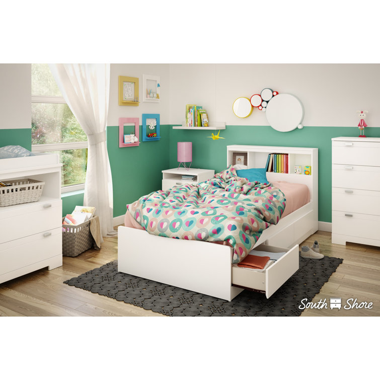 Reevo 3 Drawer Mates and Captains Bed with Bookcase by South Shore twin beds